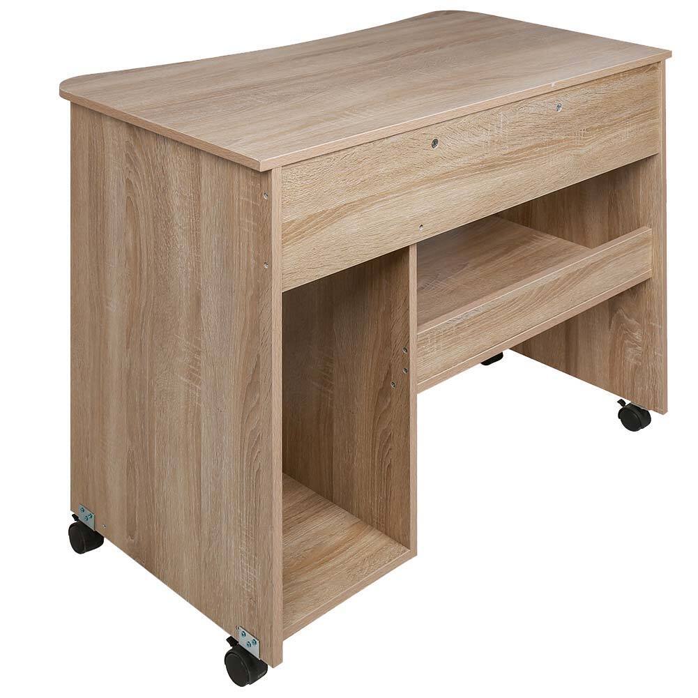Scrivania tavolo con porta tastiera coputer e ripiano in legno con ...