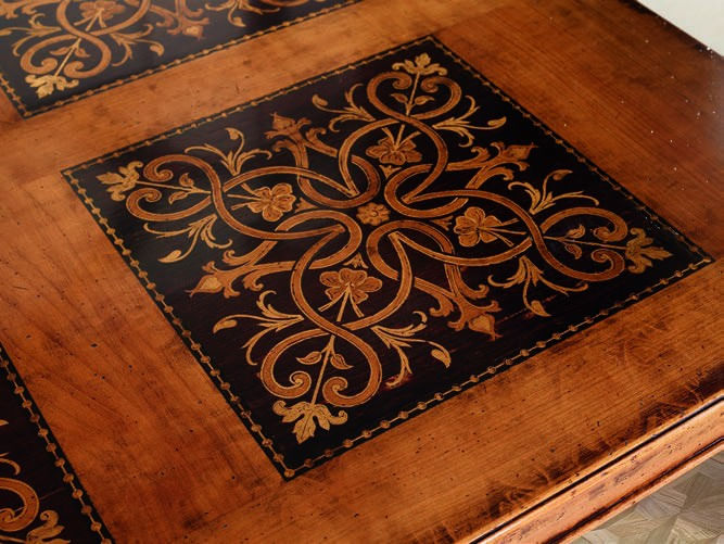 Tavolo rettangolare classico legno intarsio tinta noce 220x100x80 - Mobili 2G - BricoBravo