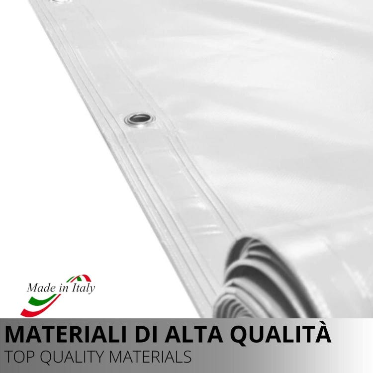Telo pvc ignifugo impermeabile bianco telone occhiellato ogni 25cm ...