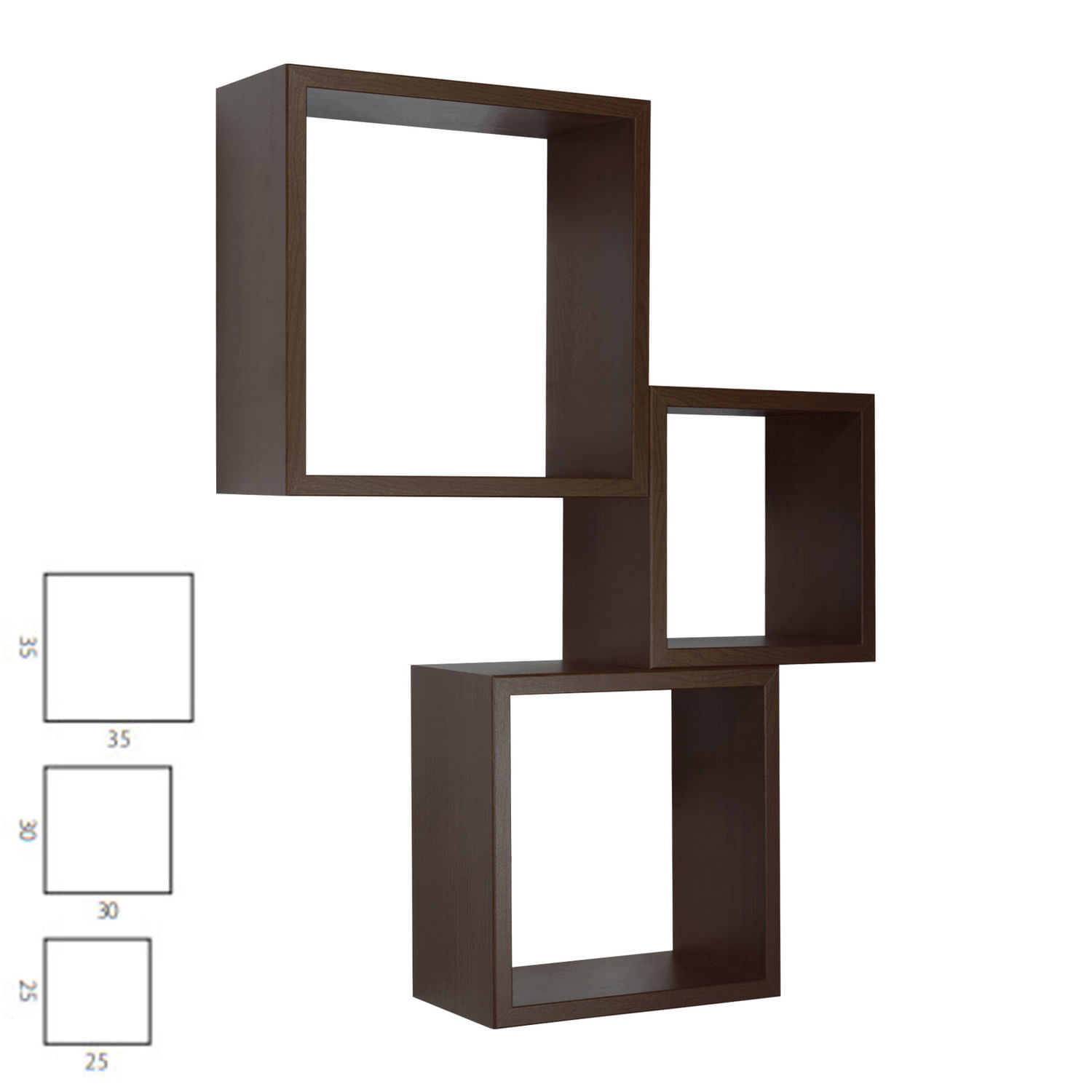 Mensole a cubo da parete set di 3 pz componibile colore wenge mod ...