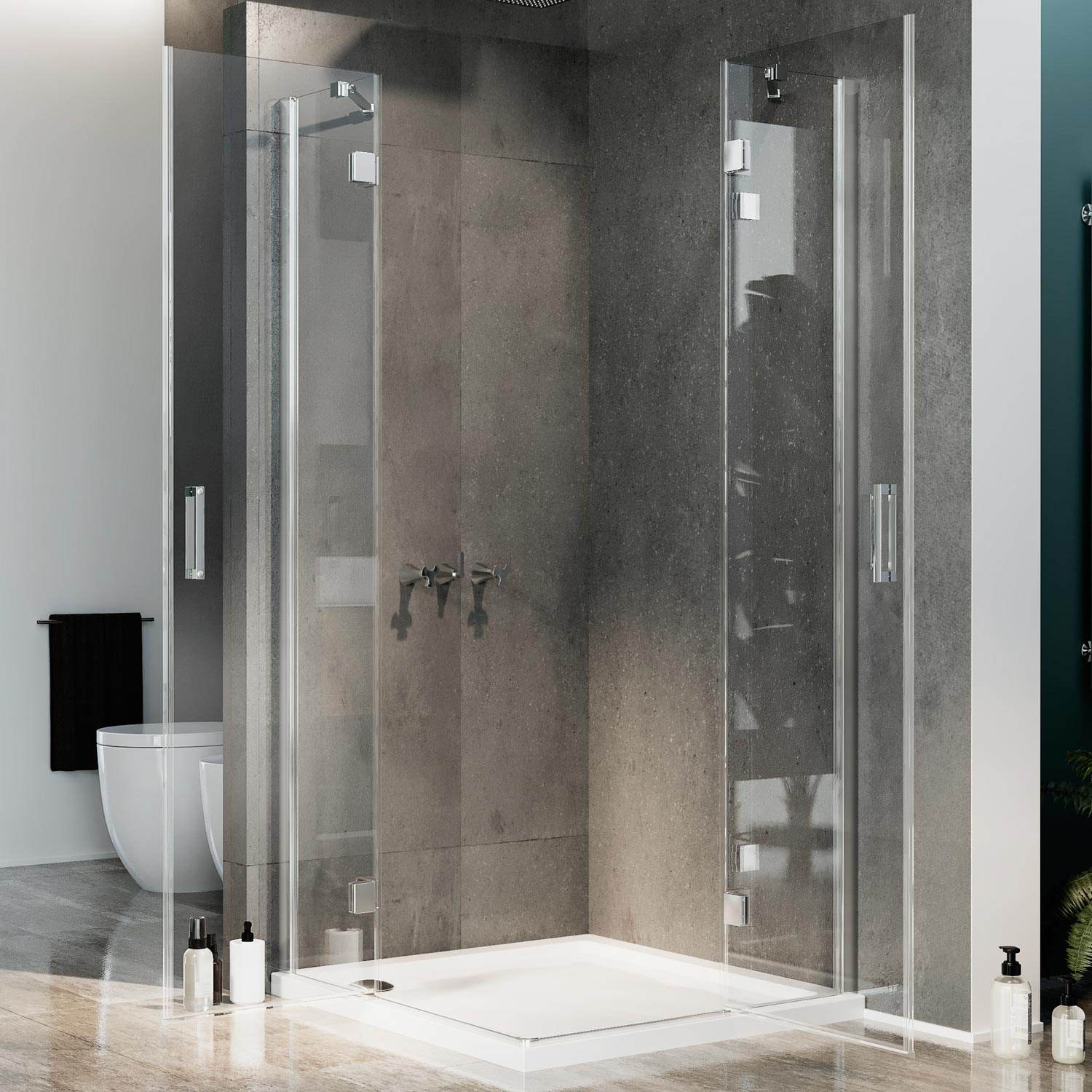 Box doccia 75x100 cm h190 trasparente con easyclean mod flip anta anta ...