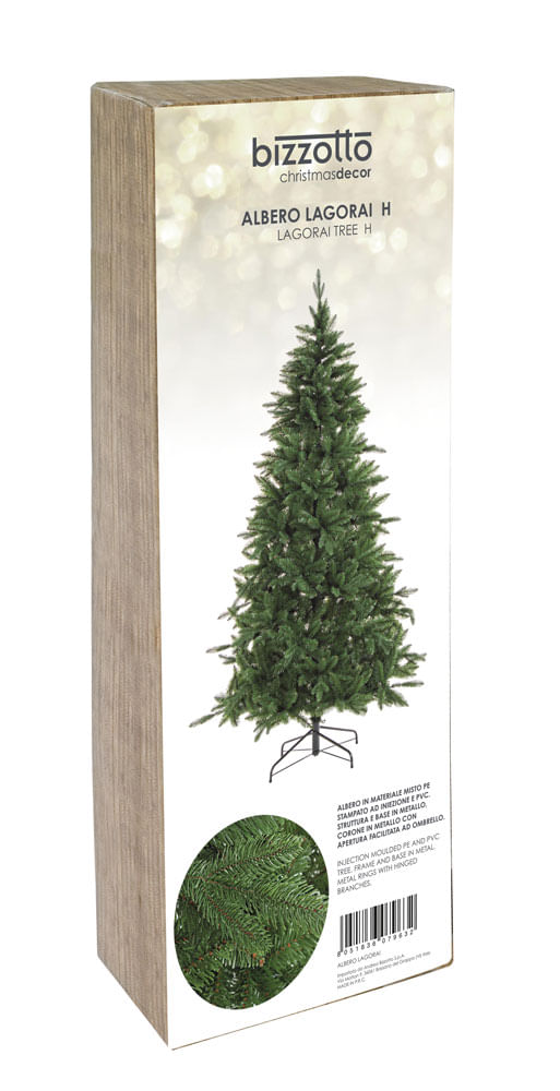 Albero di natale slim sottile stretto 180 cm folto naturale pvc ...