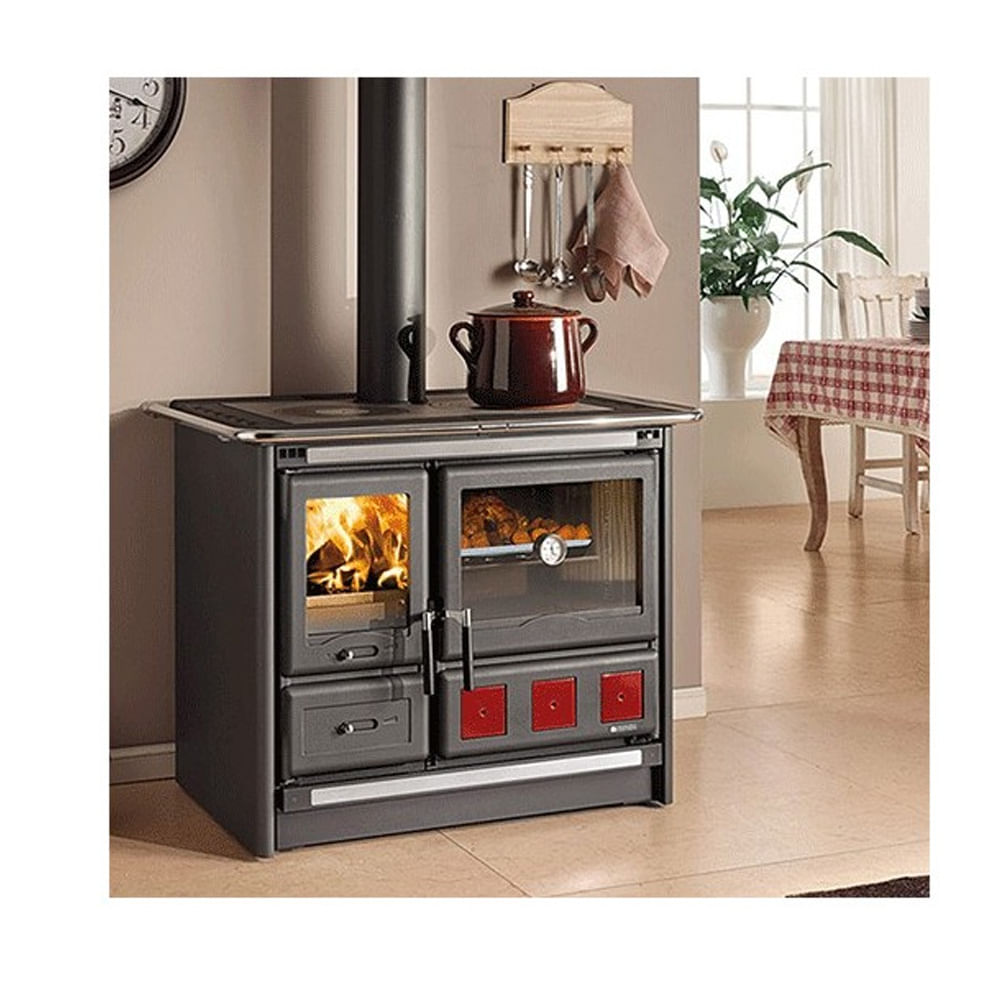 NORDICA Cucina forno stufa a legna 8,5 kw acciaio porcellanato e ghisa ...