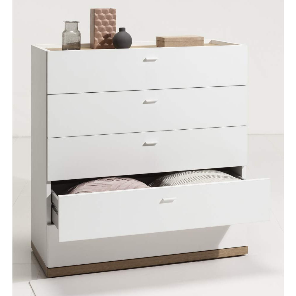 Cassettiera bianca e rovere alta moderna con 5 cassetti CT6226K63004 ...