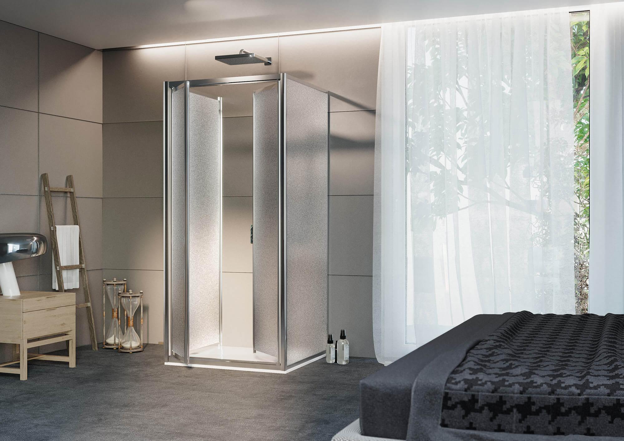 Box Doccia 3 lati 80x100x80 cm 2 Ante Battenti in Cristallo Opaco 4-6mm ...