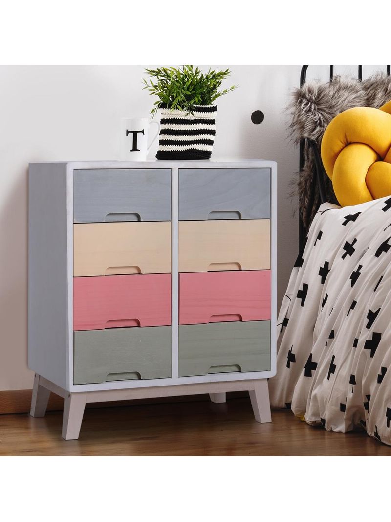 Homcom Mobiletto Cassettiera Colorato 8 Cassetti Legno Paulonia