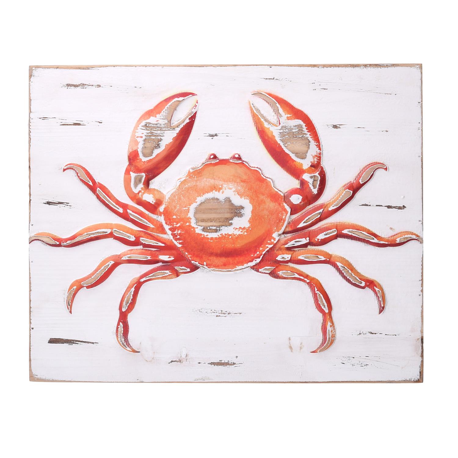 Quadro legno mare granchio rettangolarecm47x38x4 - BricoBravo