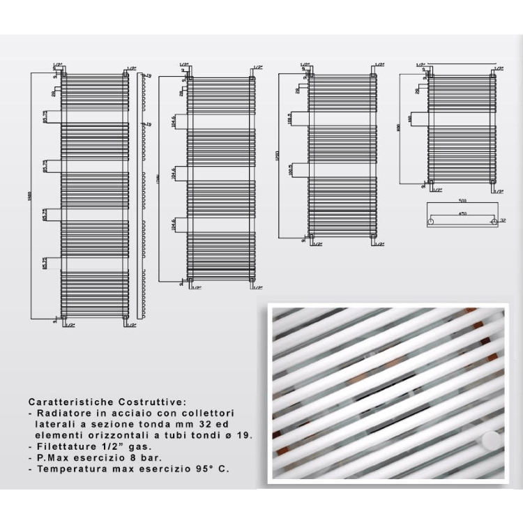 Termoarredo Scaldasalviette A Tubi Sovrapposti In Acciaio Smaltato ...