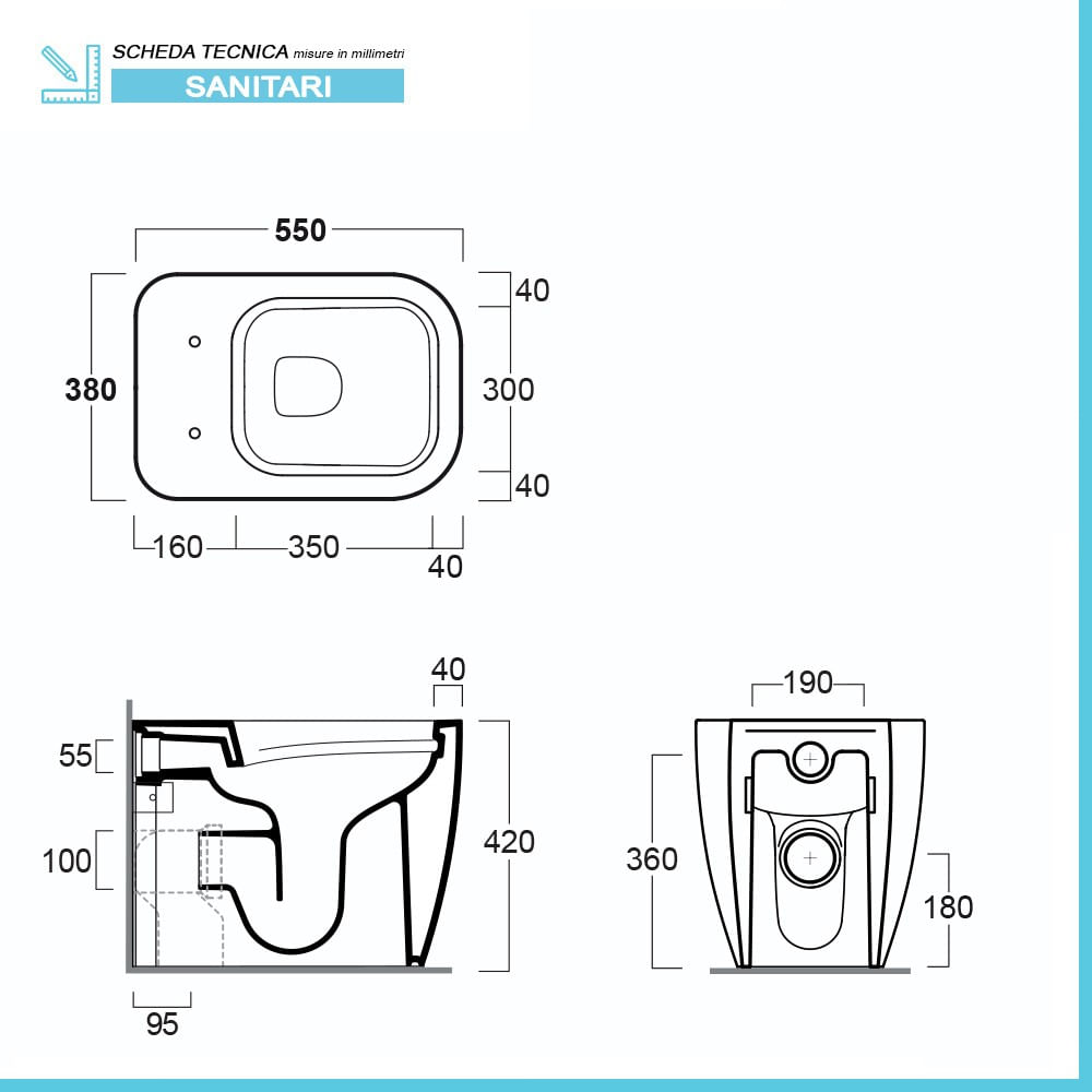 Sanitari filomuro rimless Simas Henges con sedile soft close incluso - BricoBravo