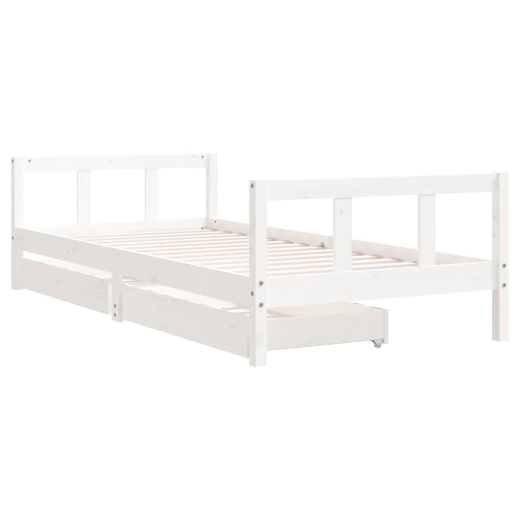 Giroletto Bambini con Cassetti Bianco 90x200cm Massello di Pino 834409 ...