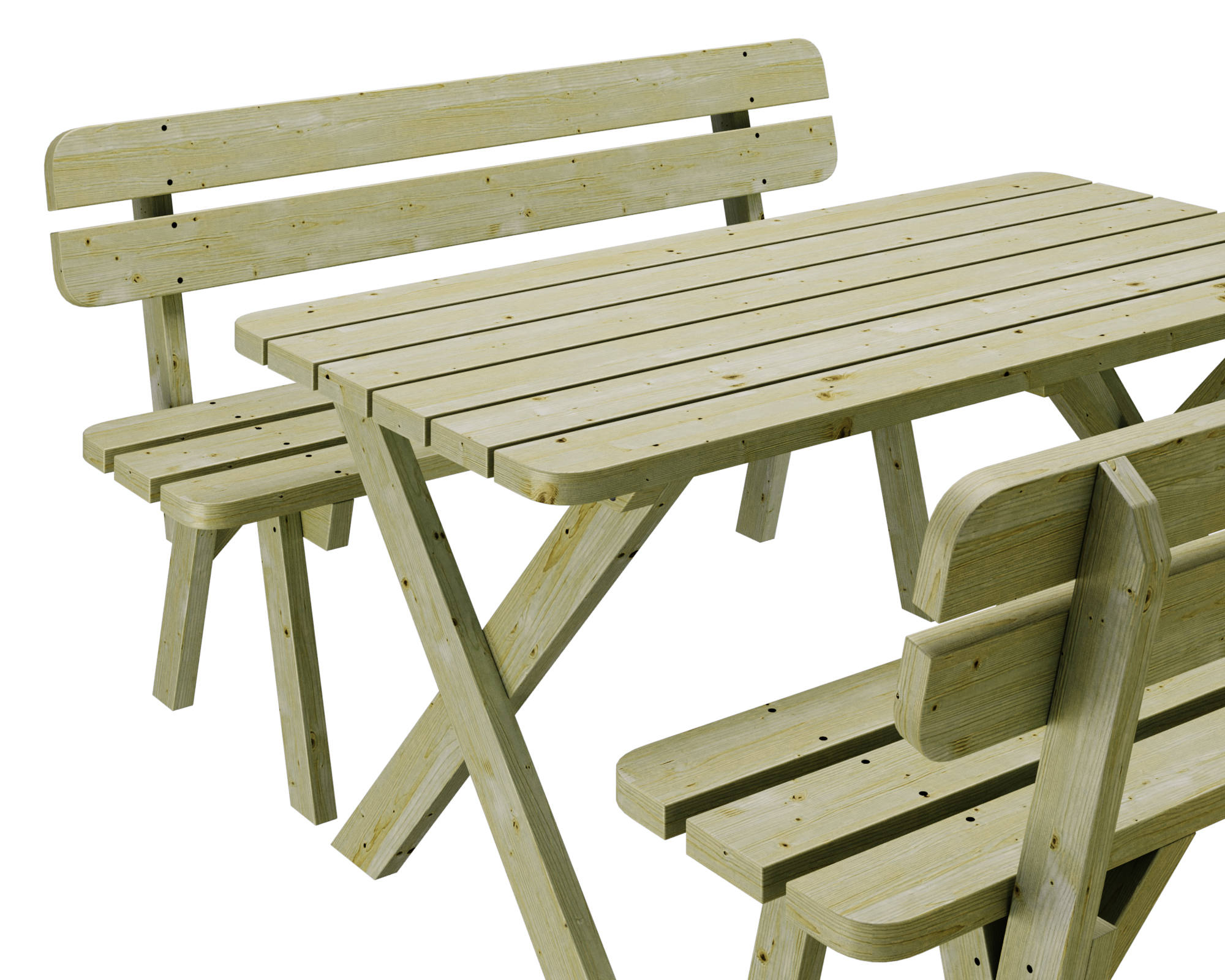 Set da picnic da esterno con tavolo e 2 panchine in legno, Tavolo con ...