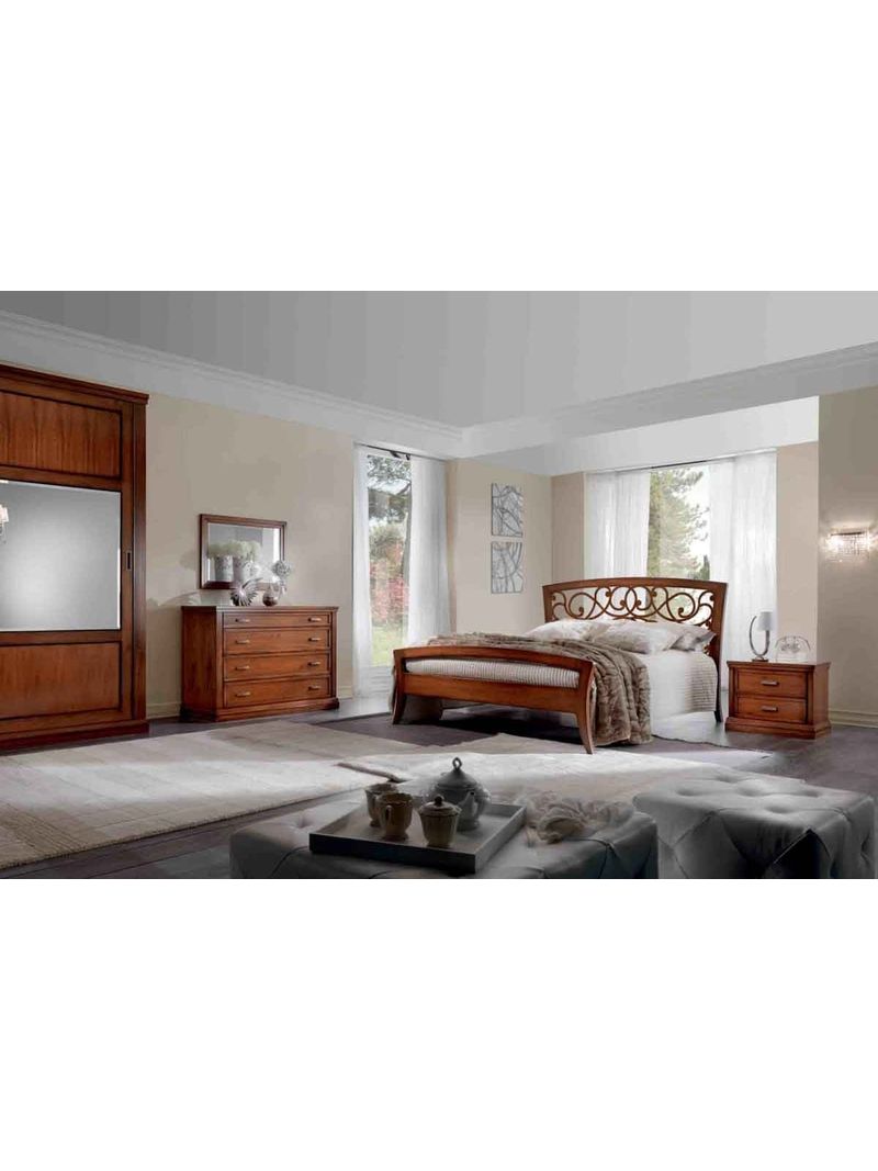 Gruppo 1 cassettiera 2 comodini classici legno tinta noce - BricoBravo