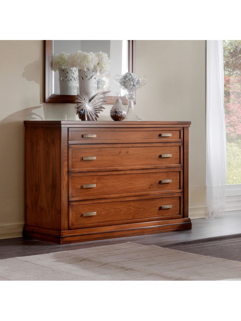 Gruppo 1 cassettiera 2 comodini classici legno tinta noce - BricoBravo