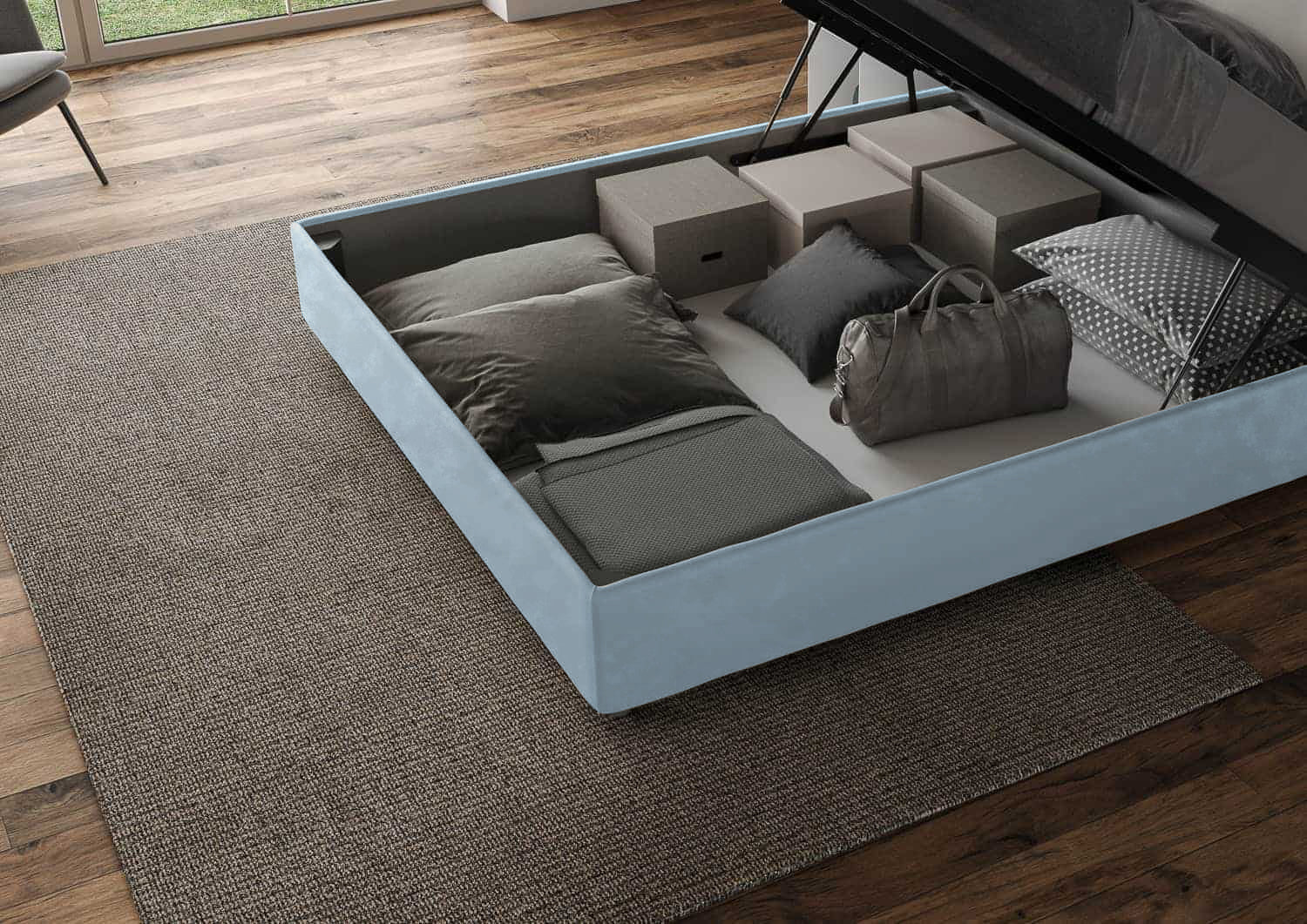 Letto Matrimoniale Francese 140x210 cm Senza Rete Mika Azzurro - BricoBravo