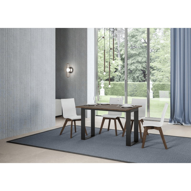 Tavolo apribile 120/200x45/90 cm Tecno Double telaio Antracite - Noce ...