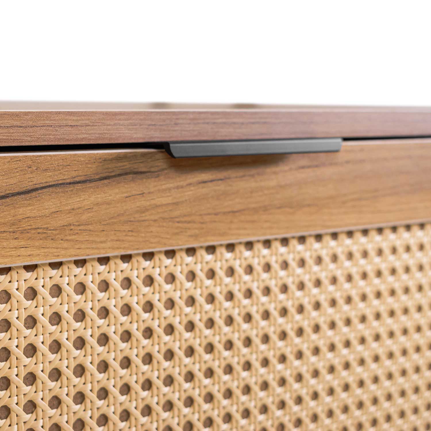 Ikki - Comodino in legno con inserti in rattan, 1 cassetto - BricoBravo