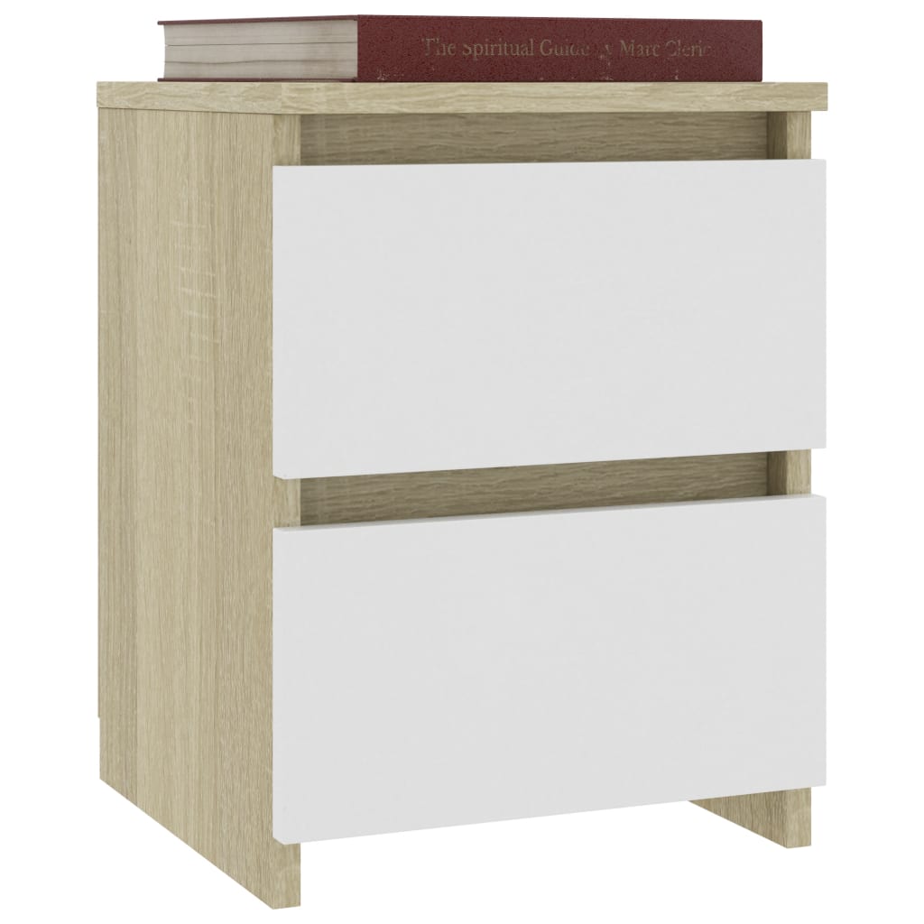 Comodini 2pz Bianco Rovere Sonoma 30x30x40cm Legno Multistrato 800524 ...