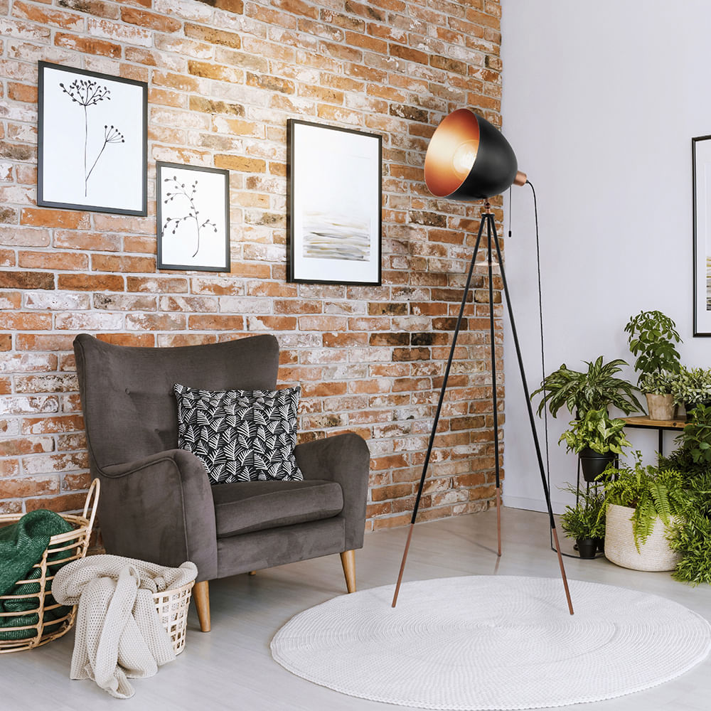 Piantana moderna chester 1 luce acciaio nero e rame - BricoBravo